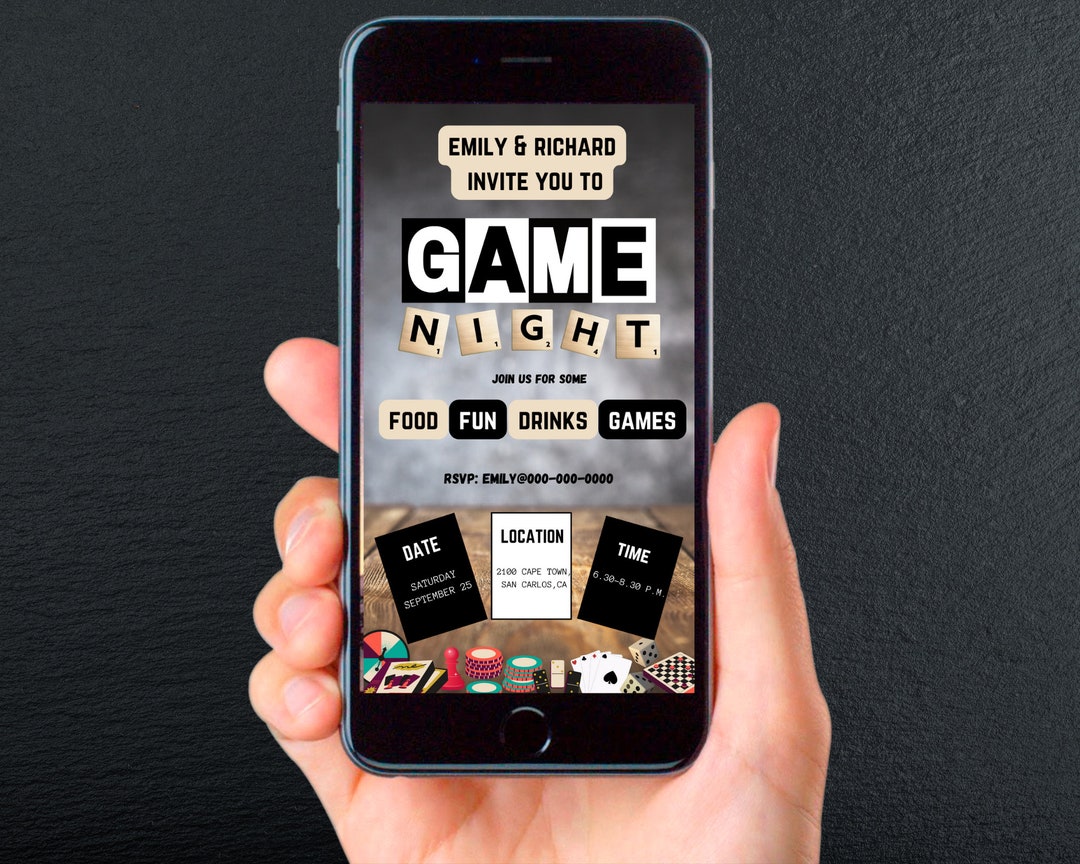 Game Night Invite, Game Night Text Invitation,game Night Evite ...