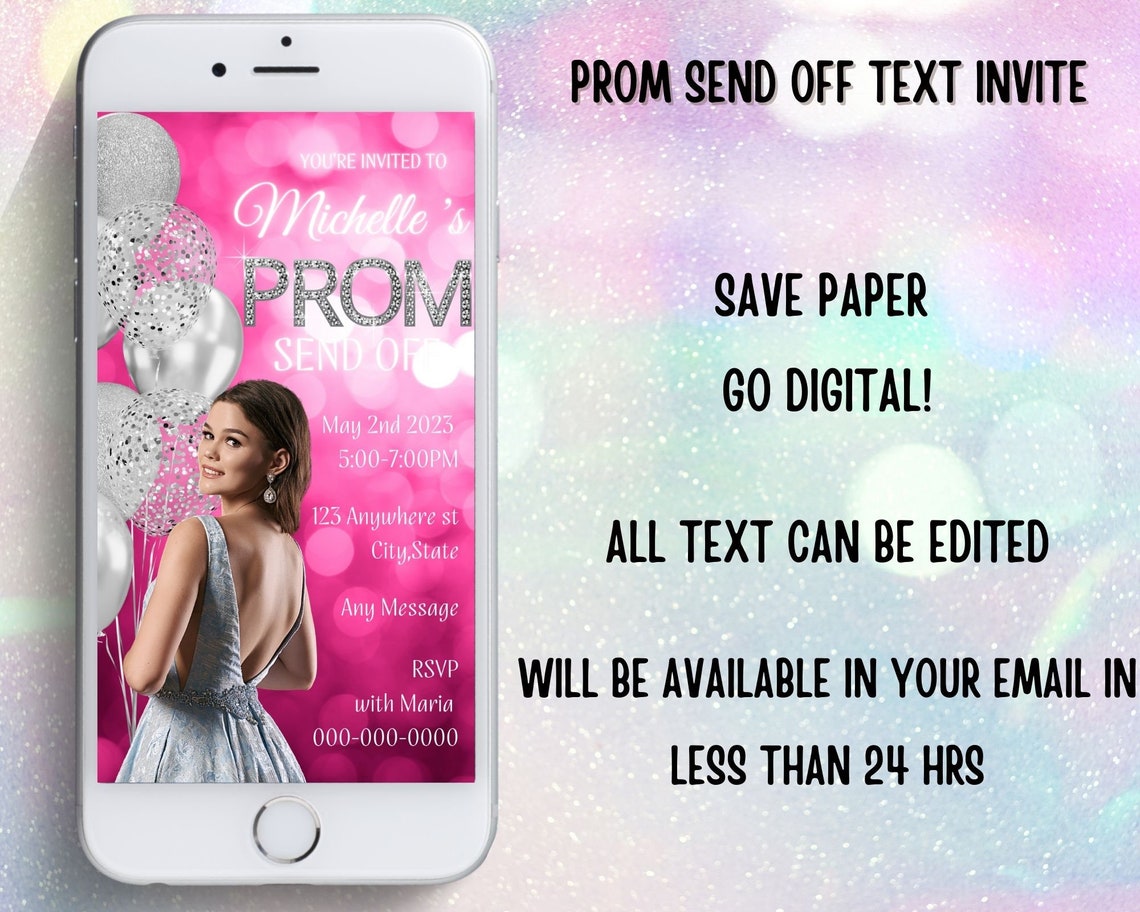 PROM Send off Invite Text, Prom Night Send off Party Text Invite ...