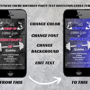 Editable Fitness Gym Birthday Invitation, Fitness Theme Birthday Party ...