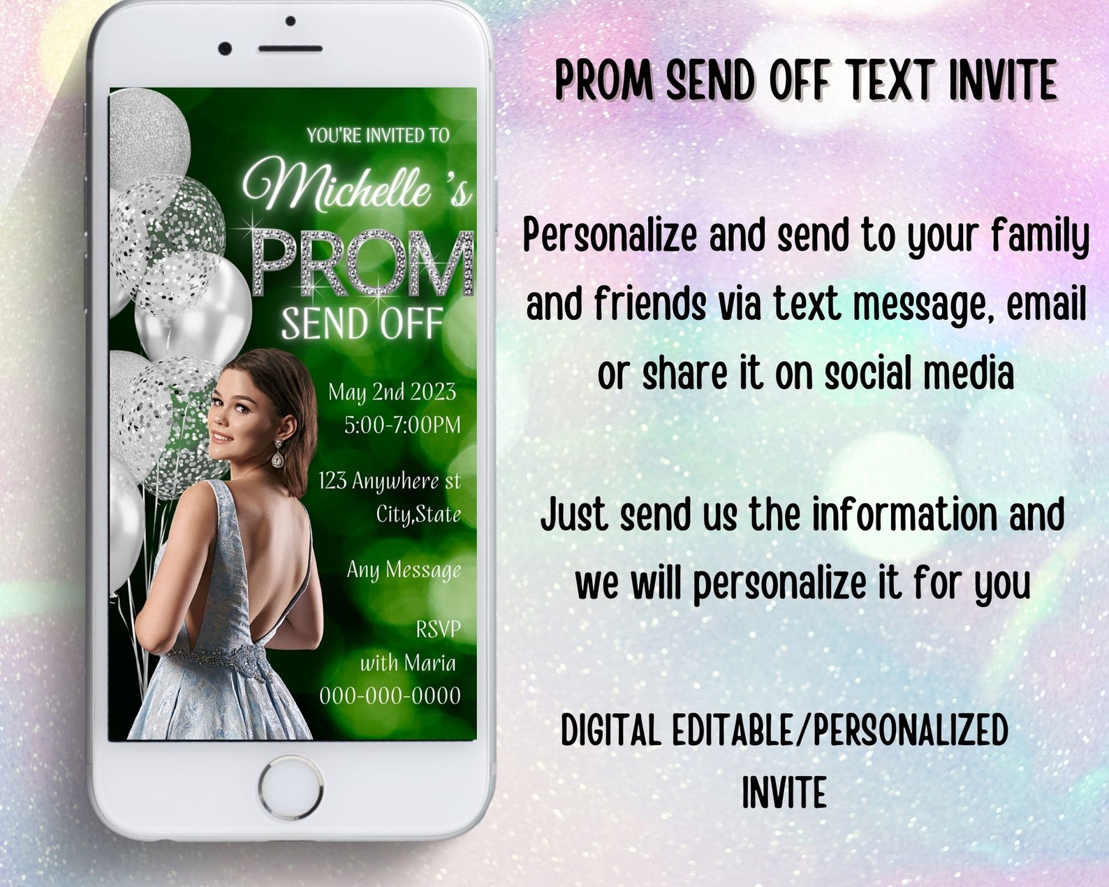 PROM Send off Invite Text, Prom Night Send off Party Text Invite ...