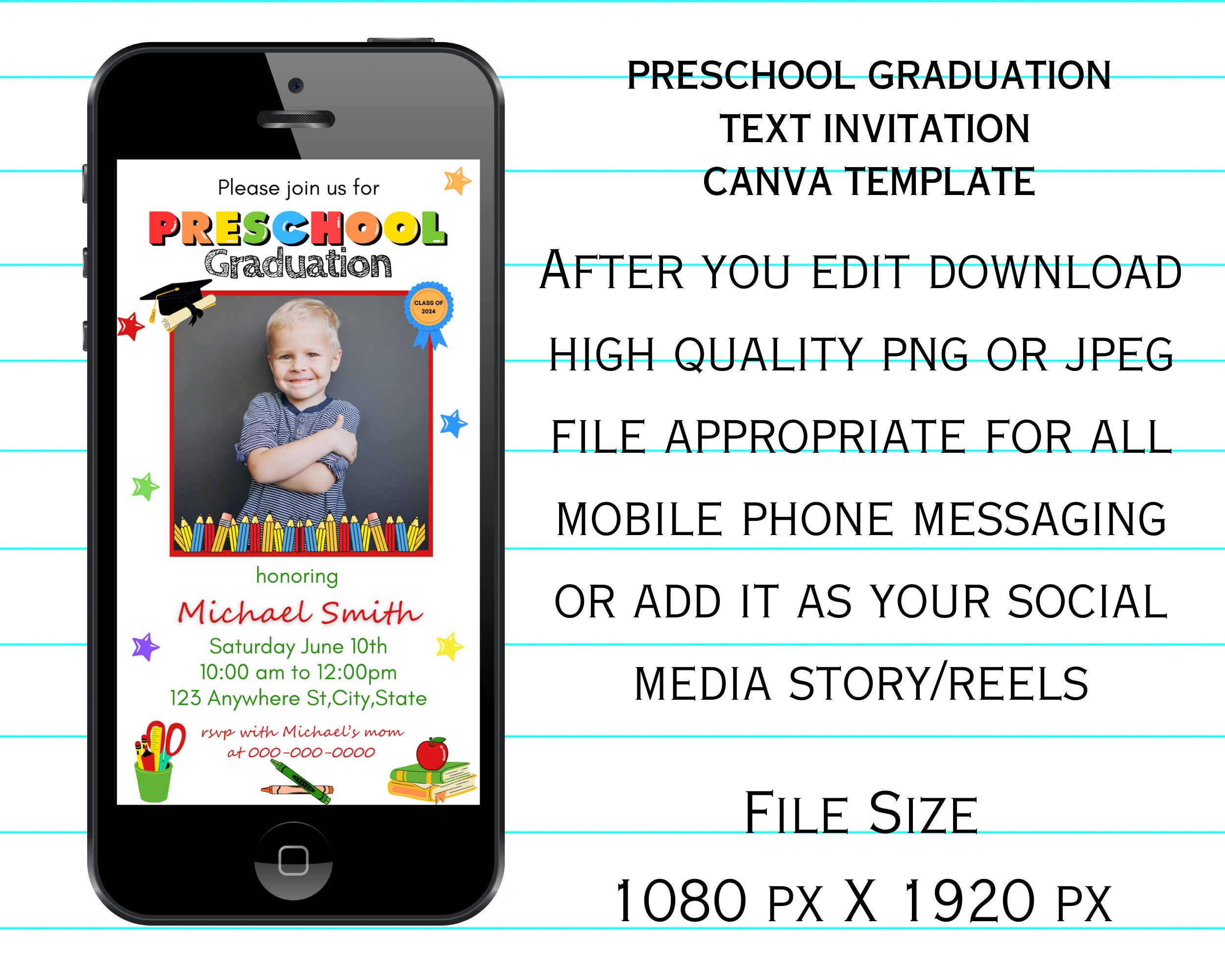 Editable Preschool Graduation Invitation Template, Prek Graduation ...
