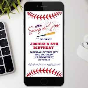 Baseball Birthday Invitation, Swing on Over Electronic Invitation ...