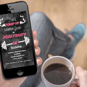 Editable Fitness Gym Birthday Invitation, Fitness Theme Birthday Party ...