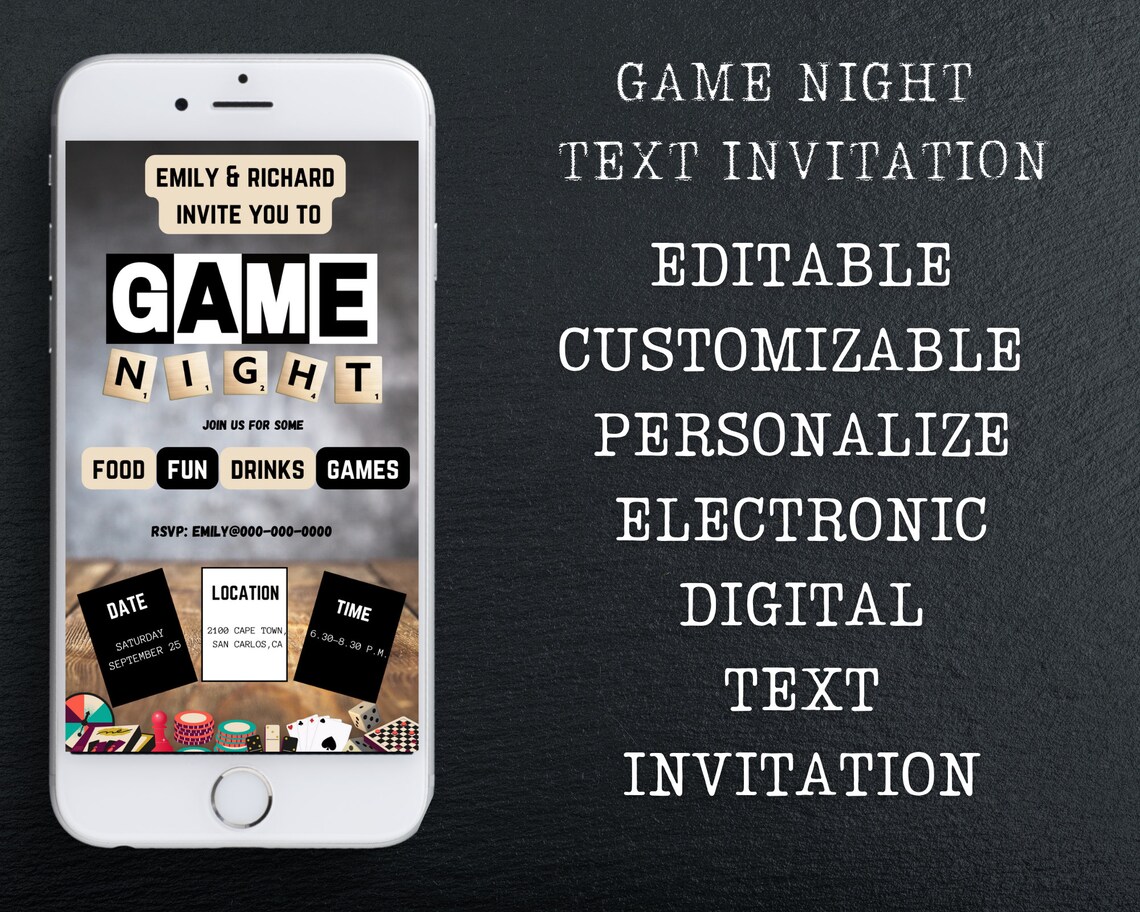 Game Night Invite Game Night Text Invitationgame Night - Etsy