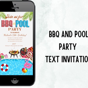 Editable BBQ Pool Party Invitation, BBQ Pool Birthday Party,backyard ...