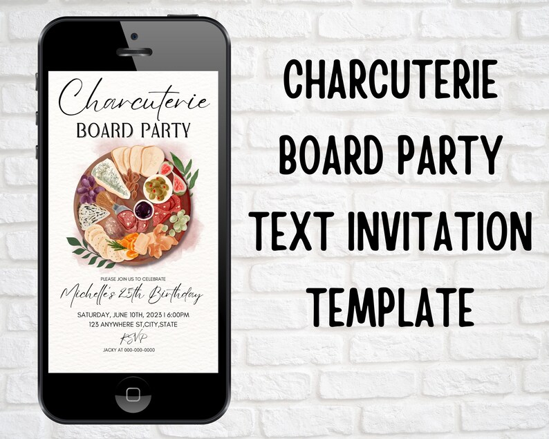 Editable Charcuterie Board Party Invitation Canva Template, Charcuterie ...