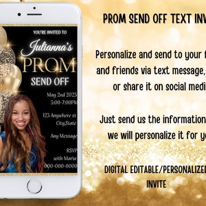 PROM Send off Invite Mobile Text, Prom Night Send off Party Text Invite ...