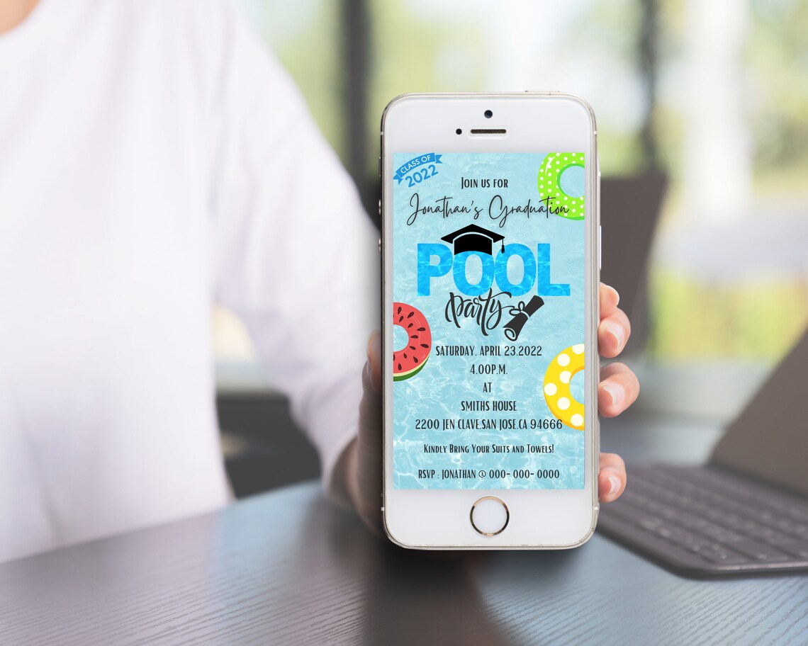 Graduation Pool Party Animated Graduation Pool Party Invite - Etsy