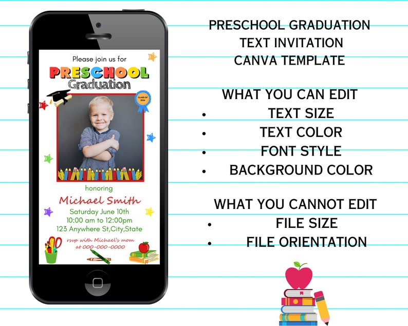 Editable Preschool Graduation Invitation Template, Prek Graduation ...