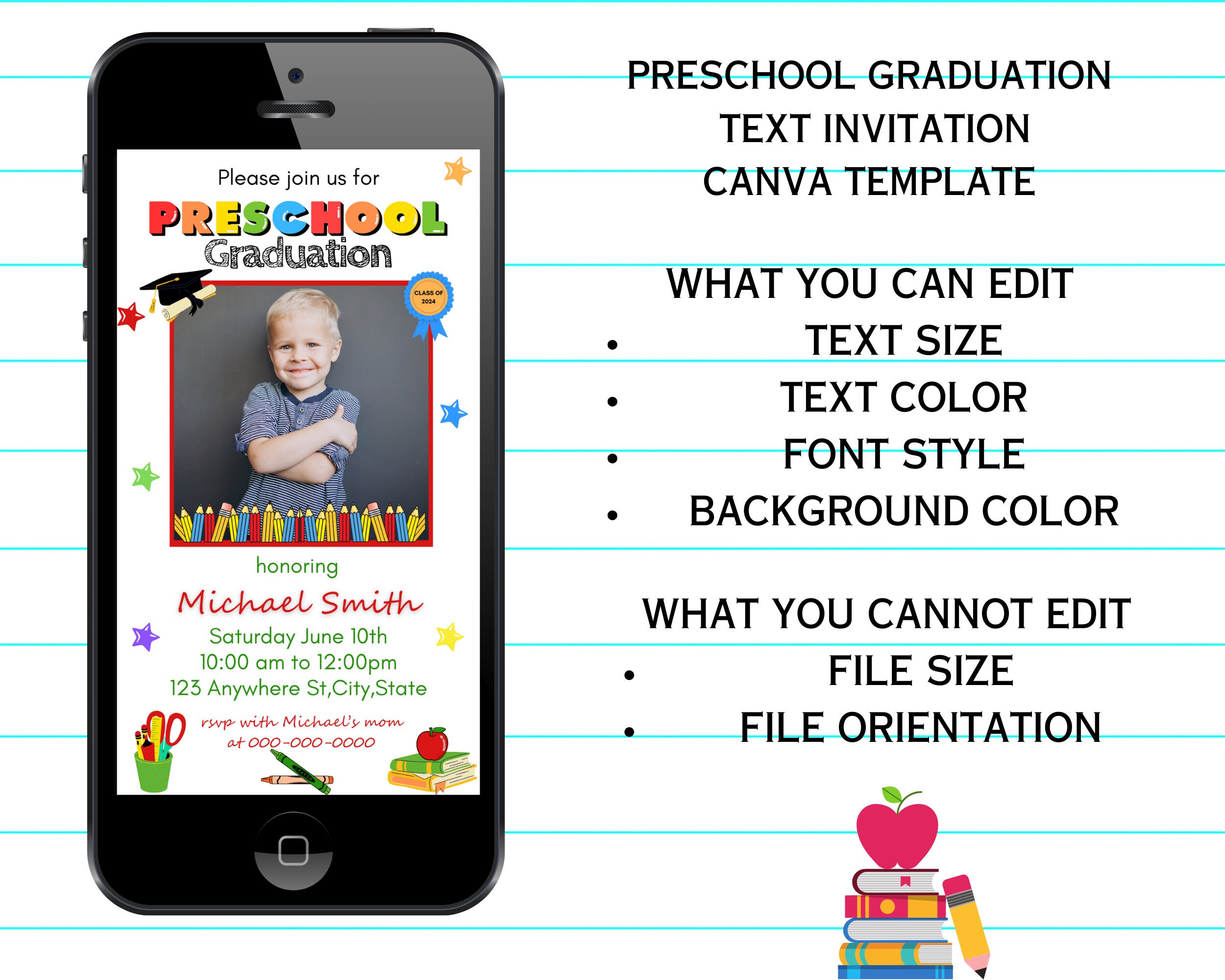Editable Preschool Graduation Invitation Template, Prek Graduation ...