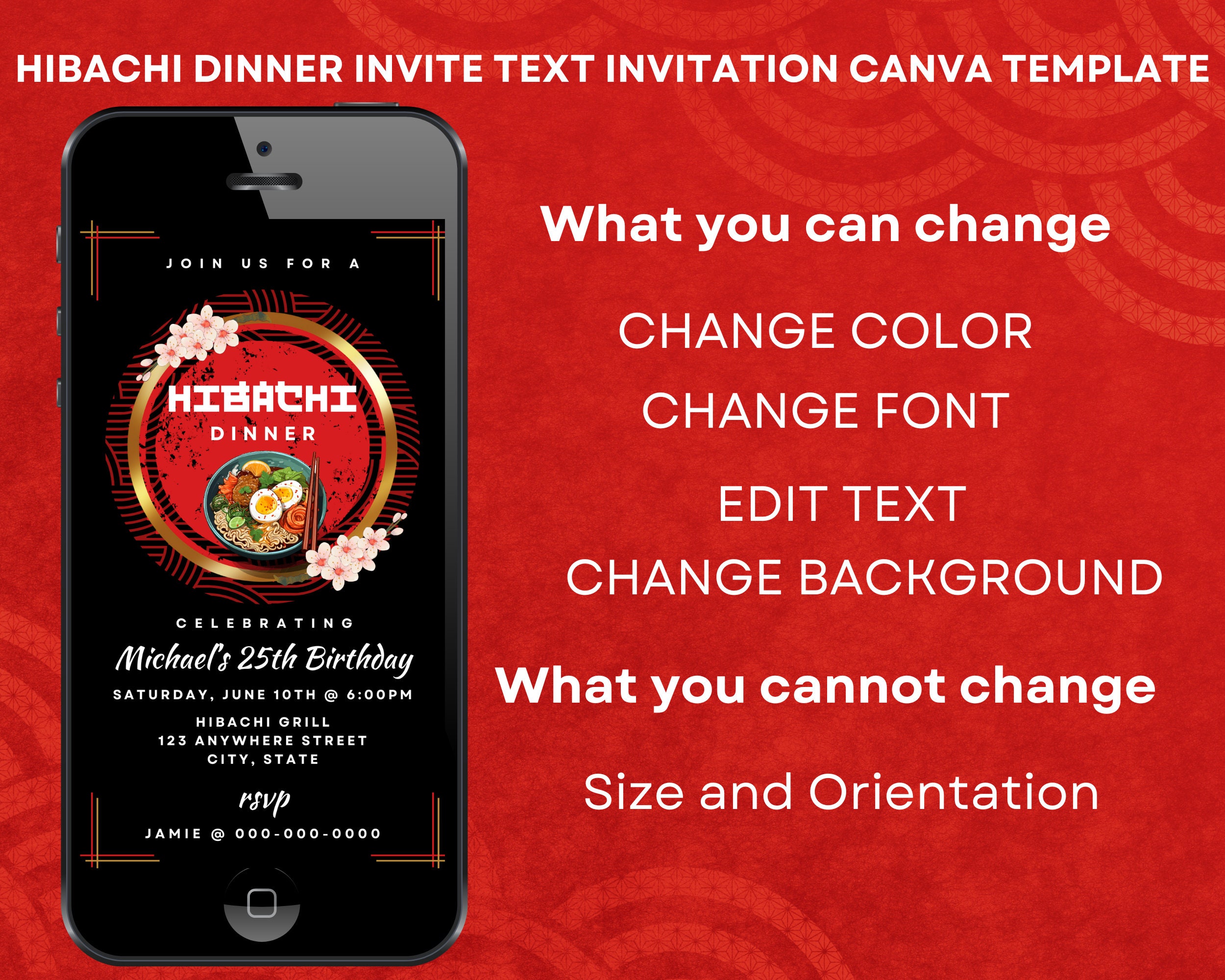 Hibachi Dinner Invitation Template, Hibachi Birthday Dinner Party ...