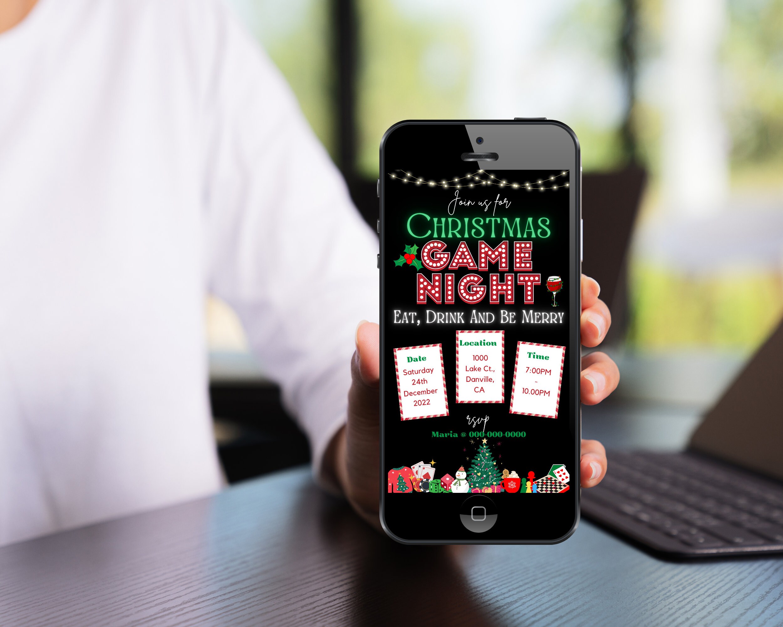 Digital Christmas Game Night Invitation , Christmas Game Night Invite ...