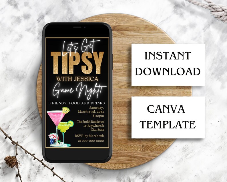 Editable Game Night Invitation for Adults, Family Game Night Party ...