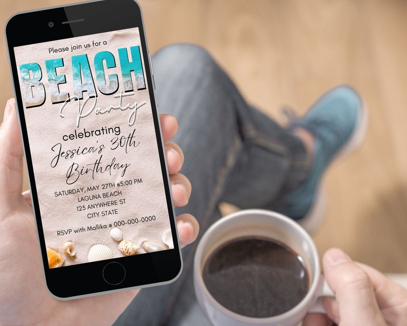 Beach Party Invitation Animated Evite Mobile Templateanimated - Etsy