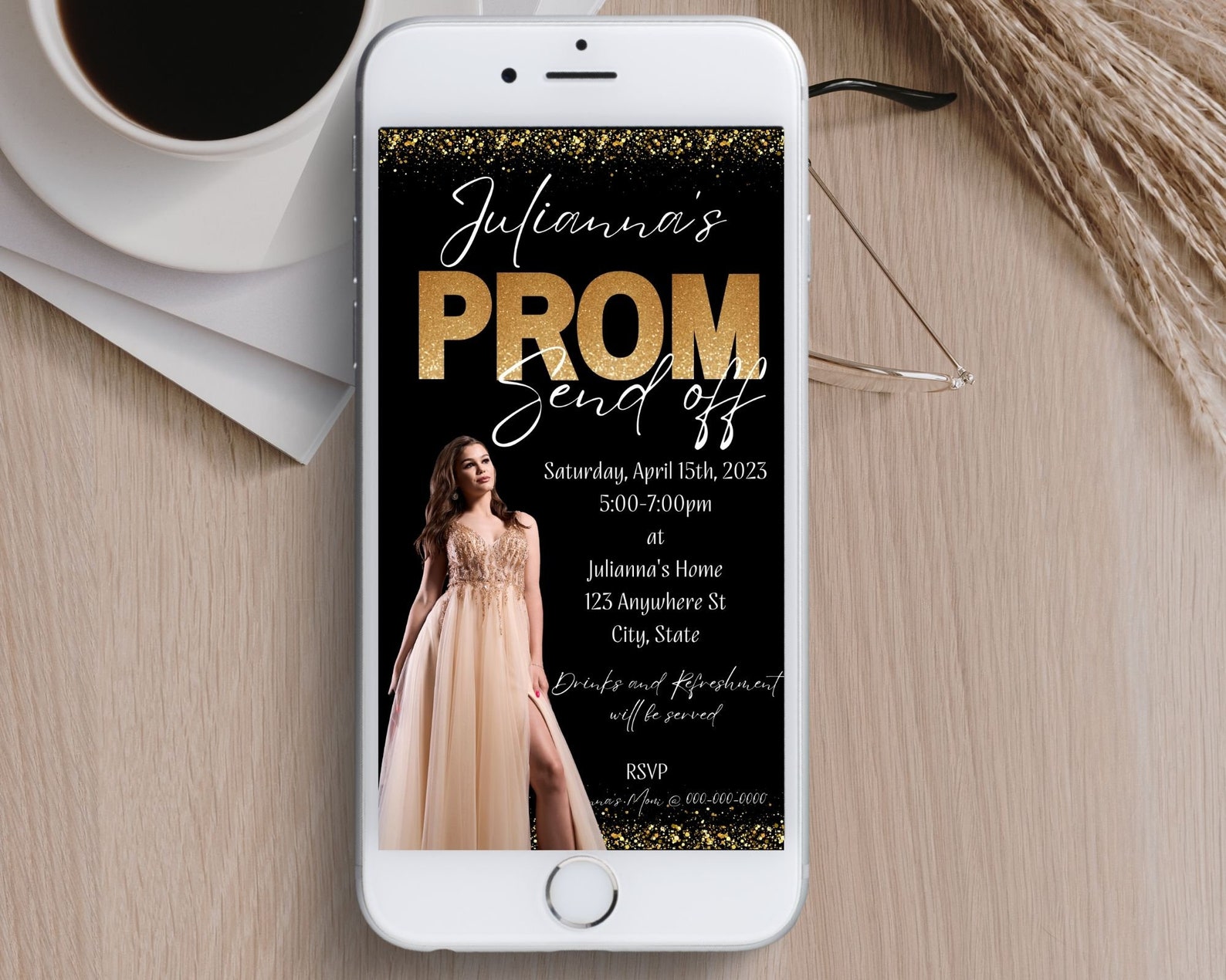 PROM Send off Invite Mobile Text, Prom Night Send off Party Text Invite ...