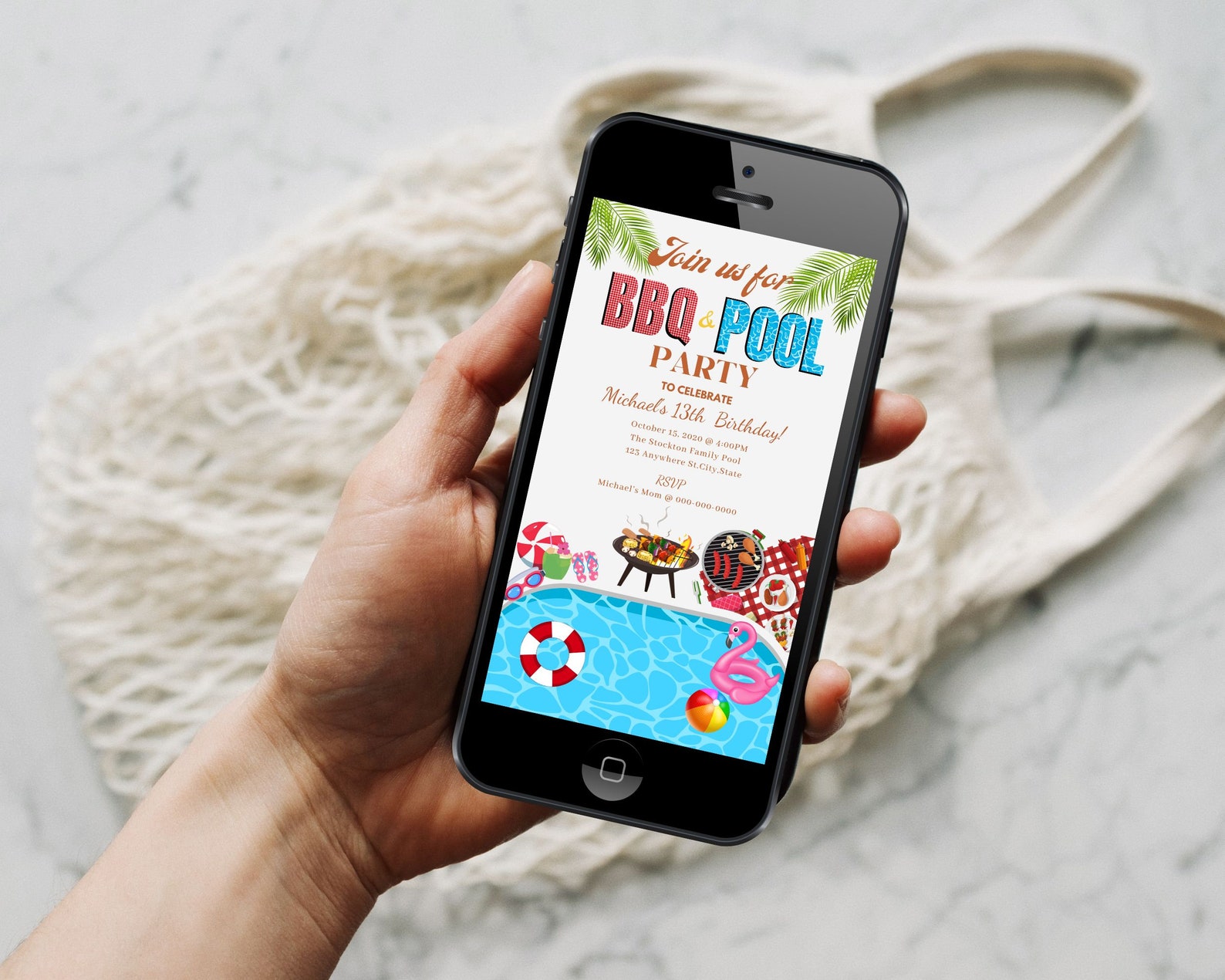 Editable BBQ Pool Party Invitation, BBQ Pool Birthday Party,backyard ...