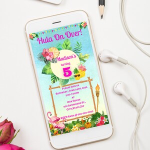 Hula on Over Birthday Party Invite, Aloha Birthday Invitation, Tropical ...