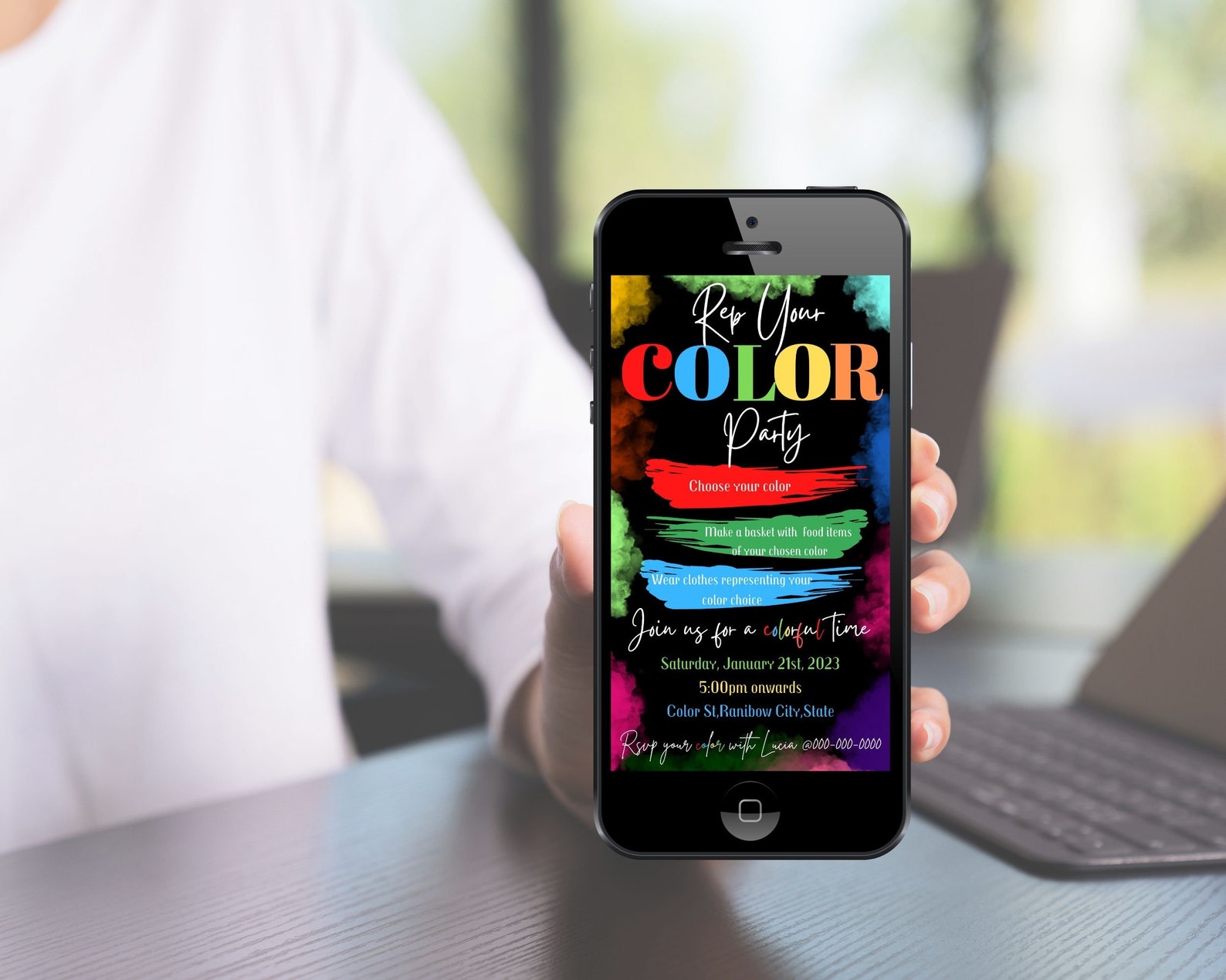 Color Party Invitation Editable Template Online Rainbow - Etsy