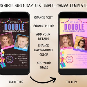 Editable Joint Birthday Invitation | Double Birthday Party Invite ...