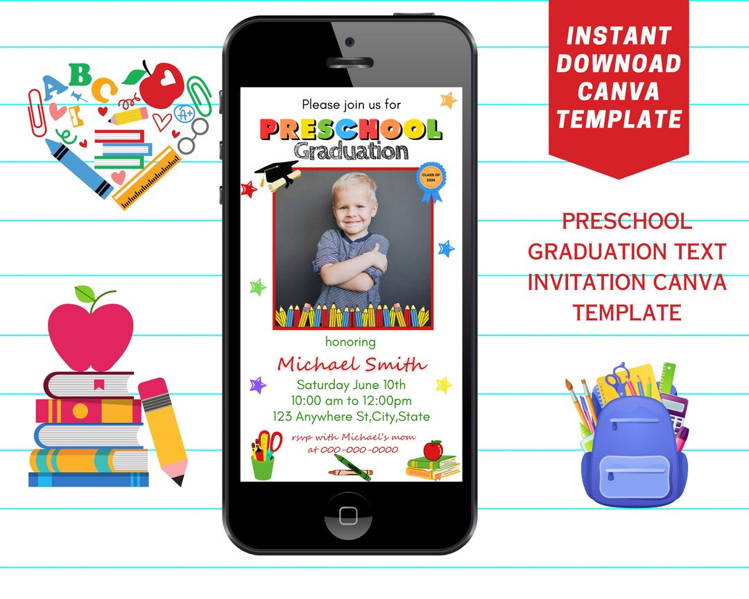 Editable Preschool Graduation Invitation Template, Prek Graduation ...