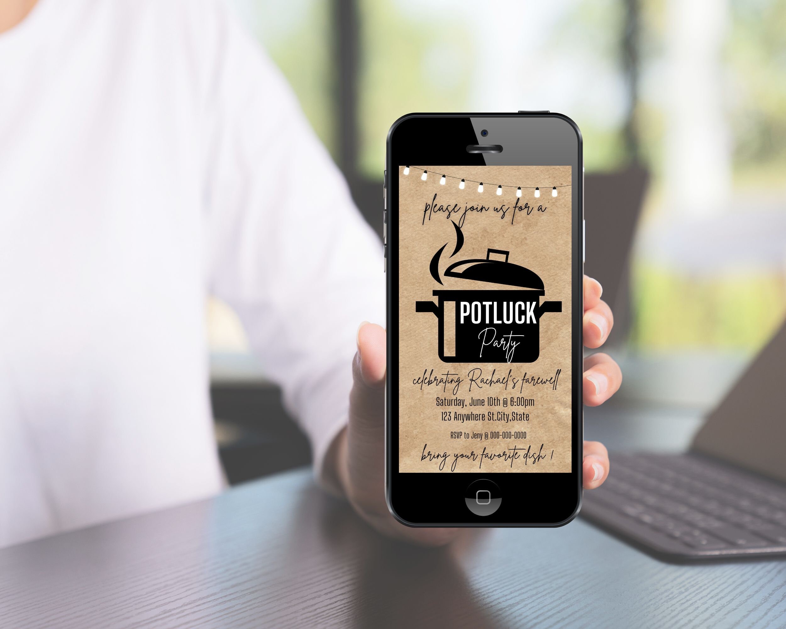 Editable Potluck Invitation Canva Template Potluck Party Invitation ...
