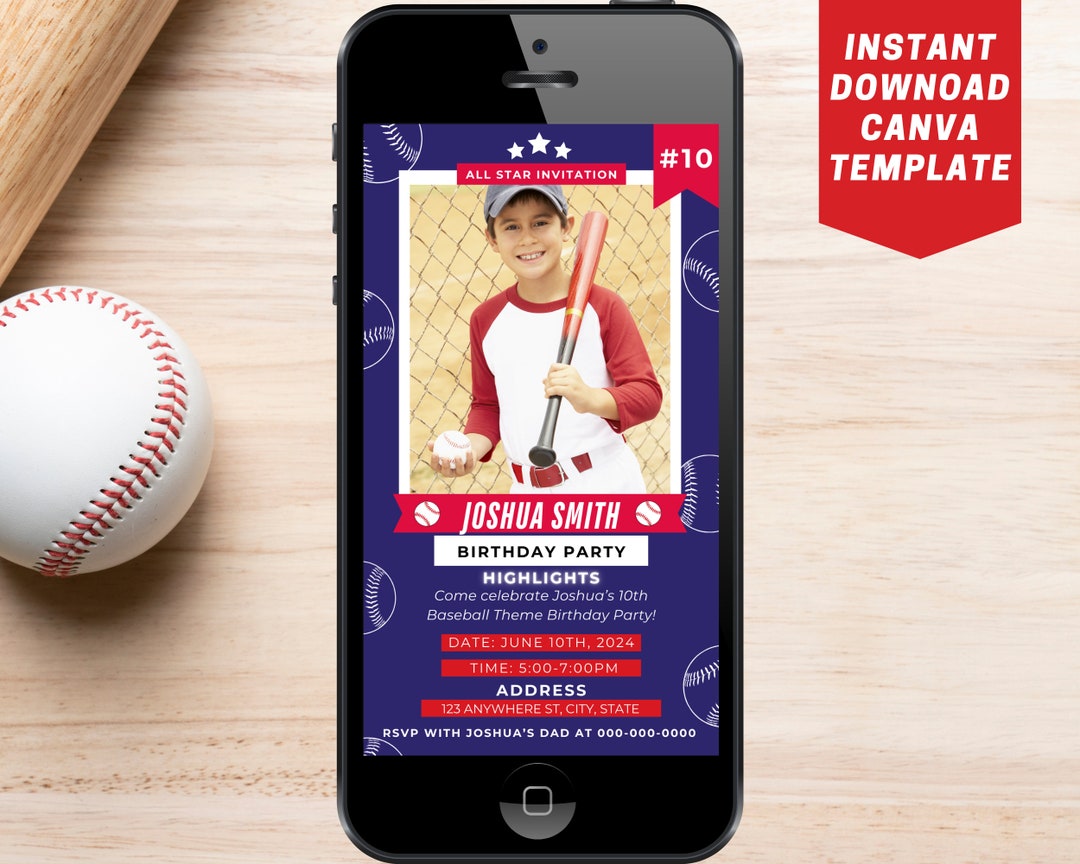 Baseball Trading Card Birthday Invite, Baseball Birthday Invite ...