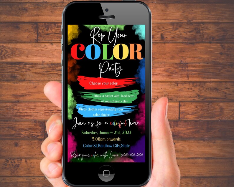 Color Party Invitation Editable Template Online Rainbow - Etsy