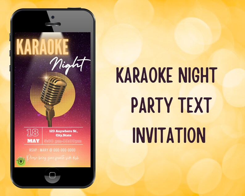 Karaoke Night Invitation, Karaoke Party Invite, Music Party Invitation ...