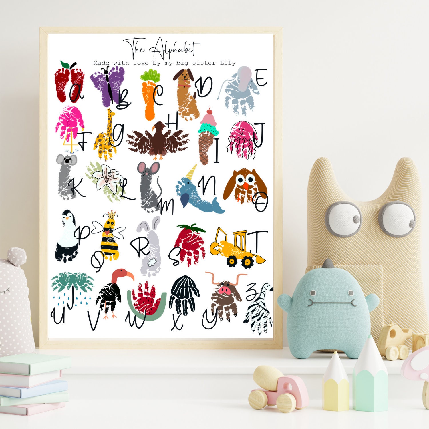 Alphabet Handprint Footprint Poster, Angel Baby Abcs, Nursery Decor ...