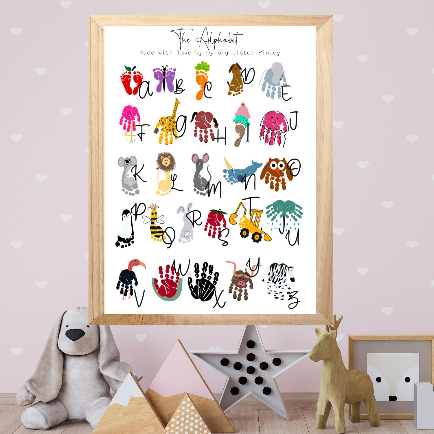 Alphabet Handprint Footprint Poster, Angel Baby Abcs, Nursery Decor ...