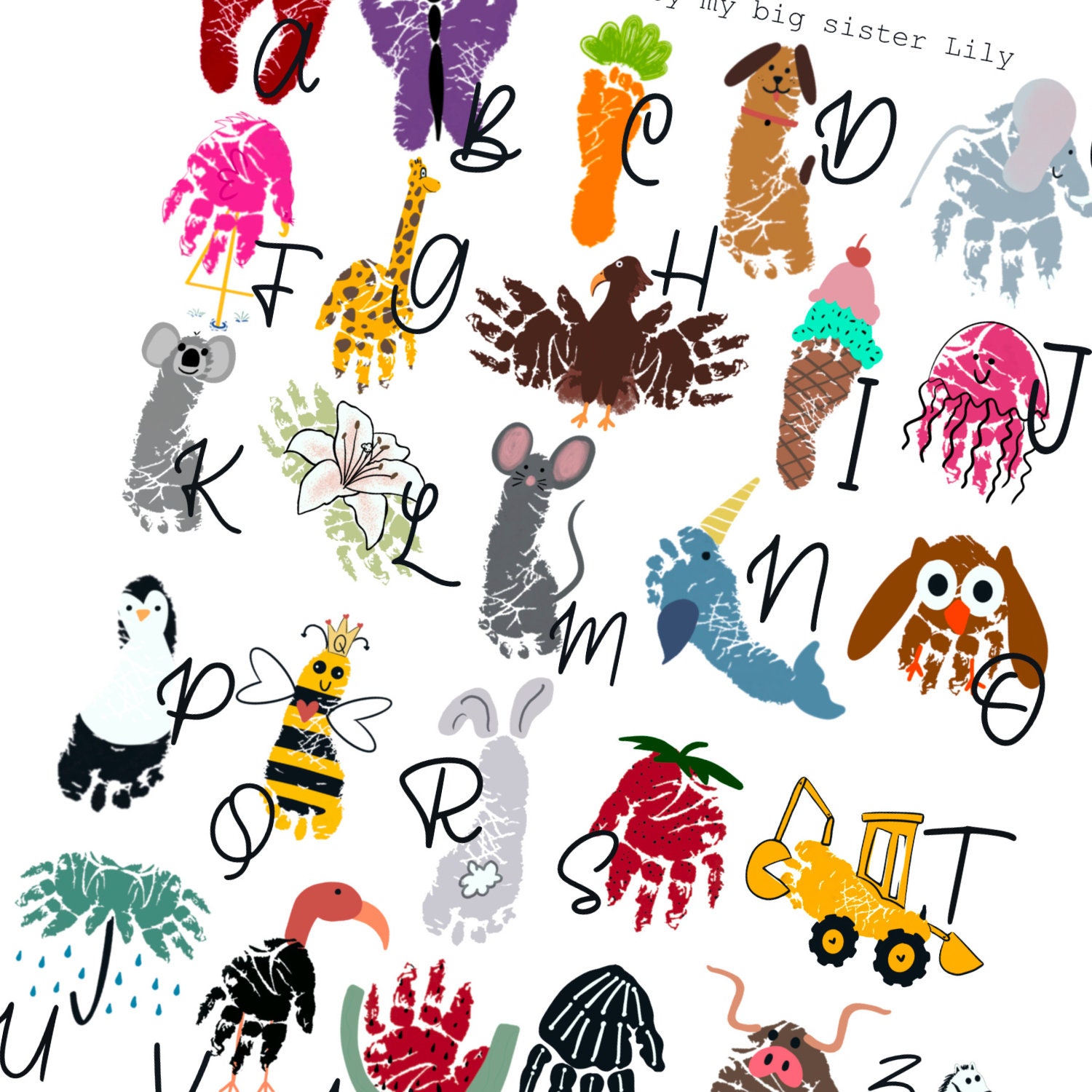 Alphabet Handprint Footprint Poster, Angel Baby Abcs, Nursery Decor ...