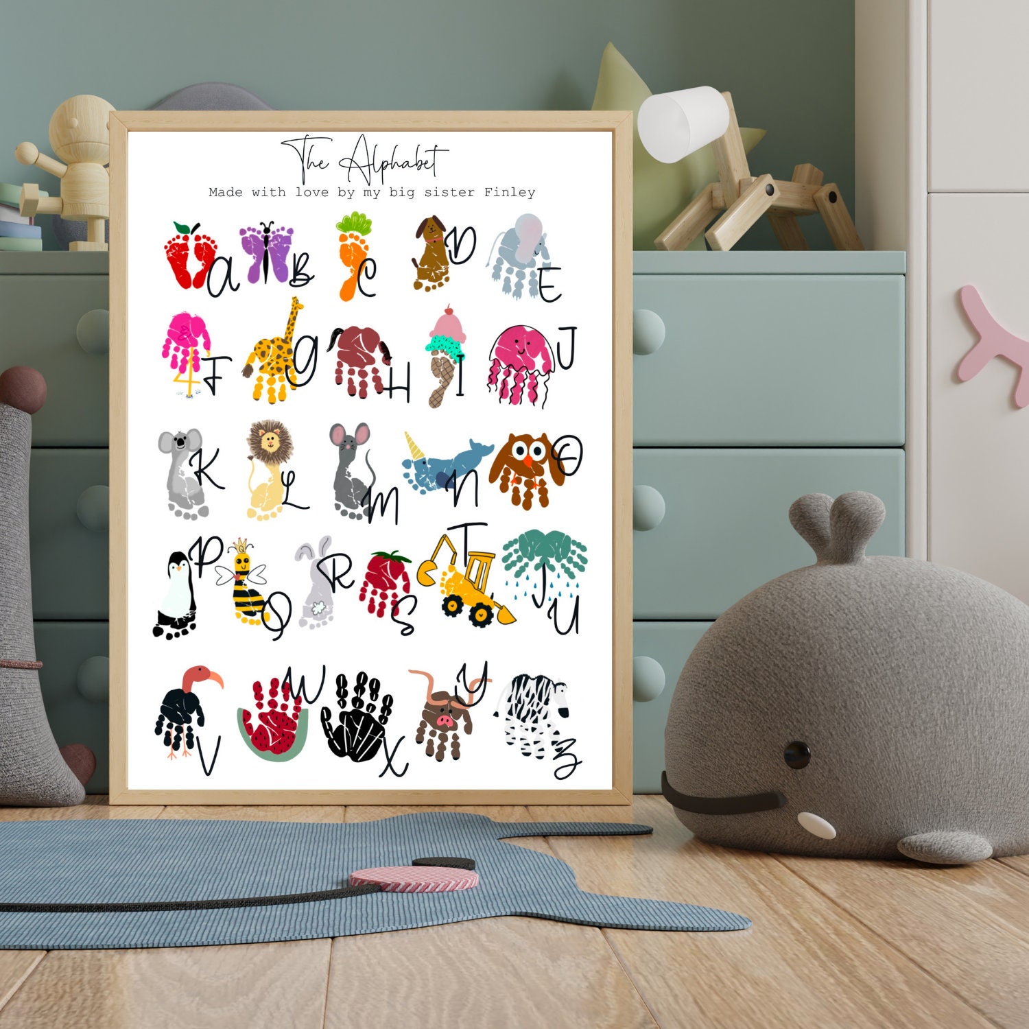 Alphabet Handprint Footprint Poster, Angel Baby Abcs, Nursery Decor ...
