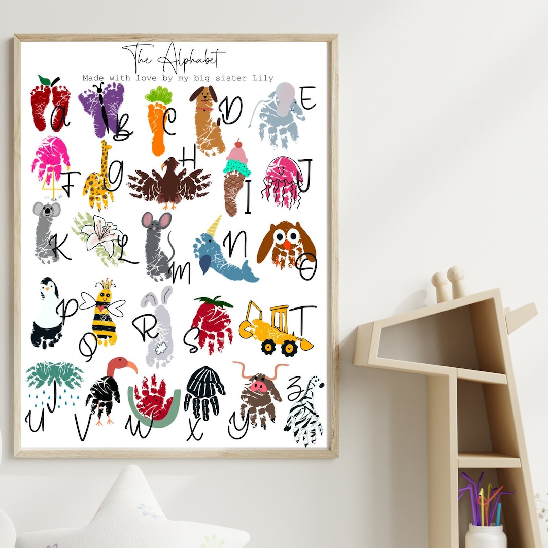 Alphabet Handprint Footprint Poster, Angel Baby Abcs, Nursery Decor ...