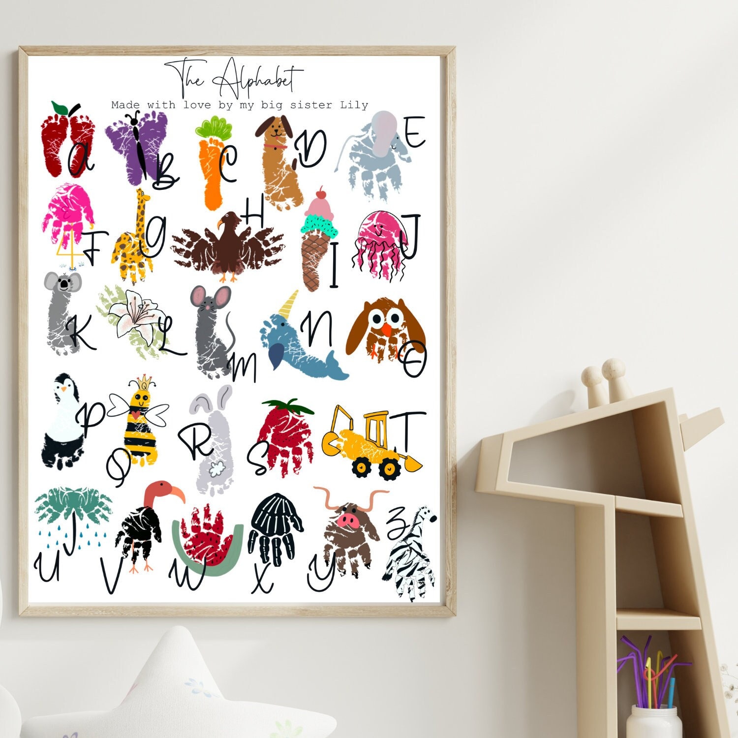 Alphabet Handprint Footprint Poster, Angel Baby Abcs, Nursery Decor ...
