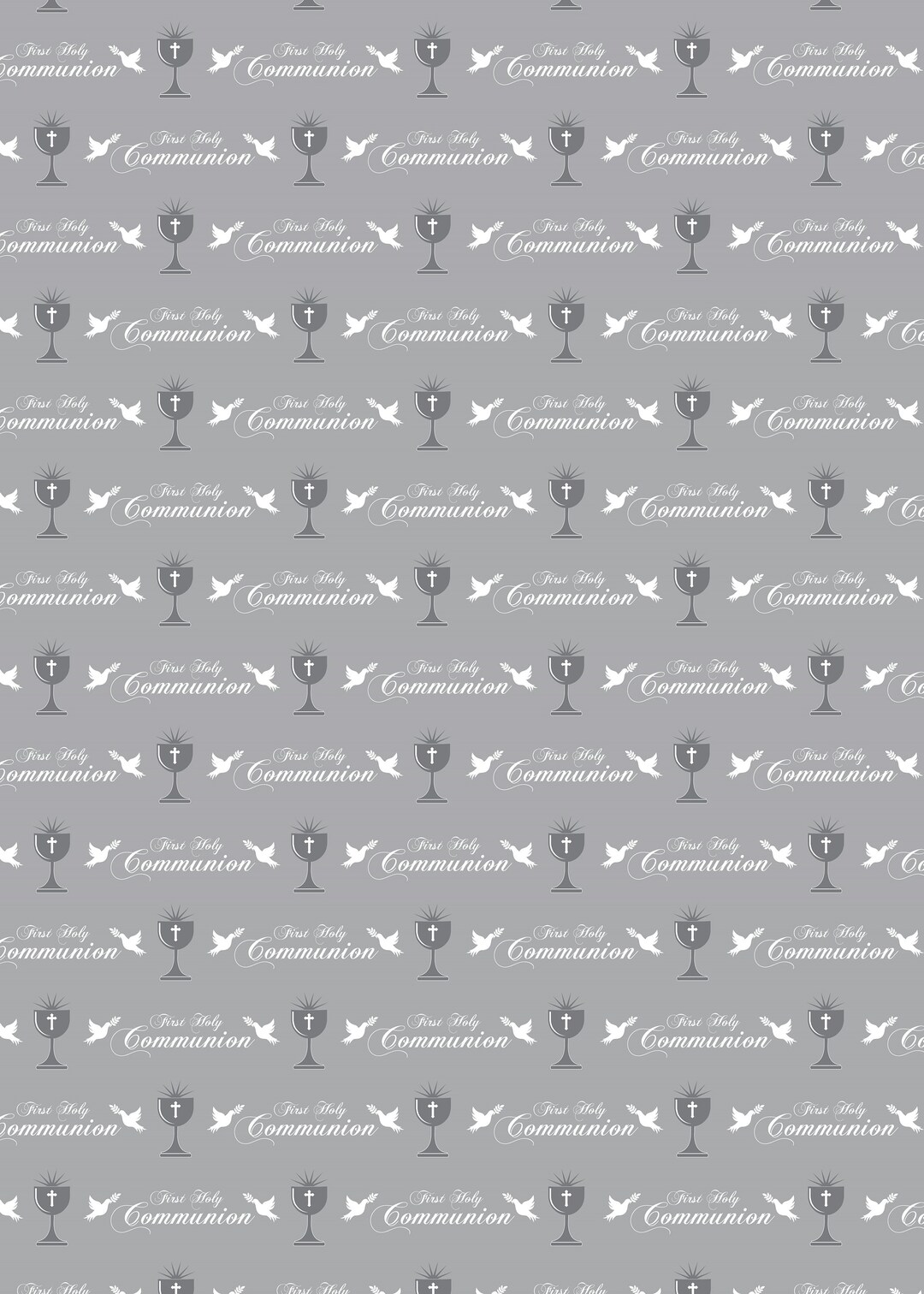 2 Sheets First Holy Communion Unisex Dove and Chalice Silver Wrapping ...