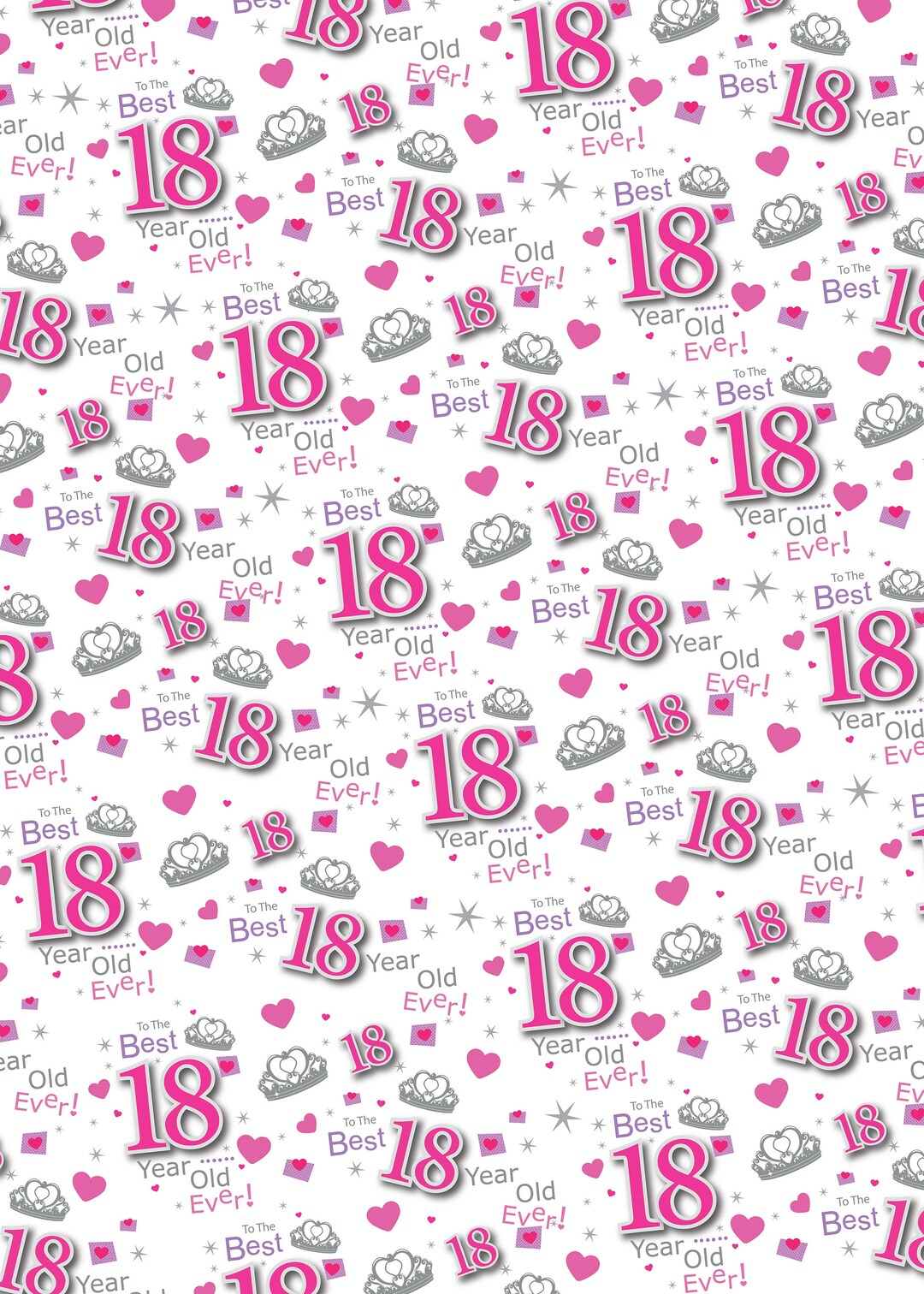 2 Sheets 18th Birthday Pink Wrapping Paper Age 18 High Quality ...