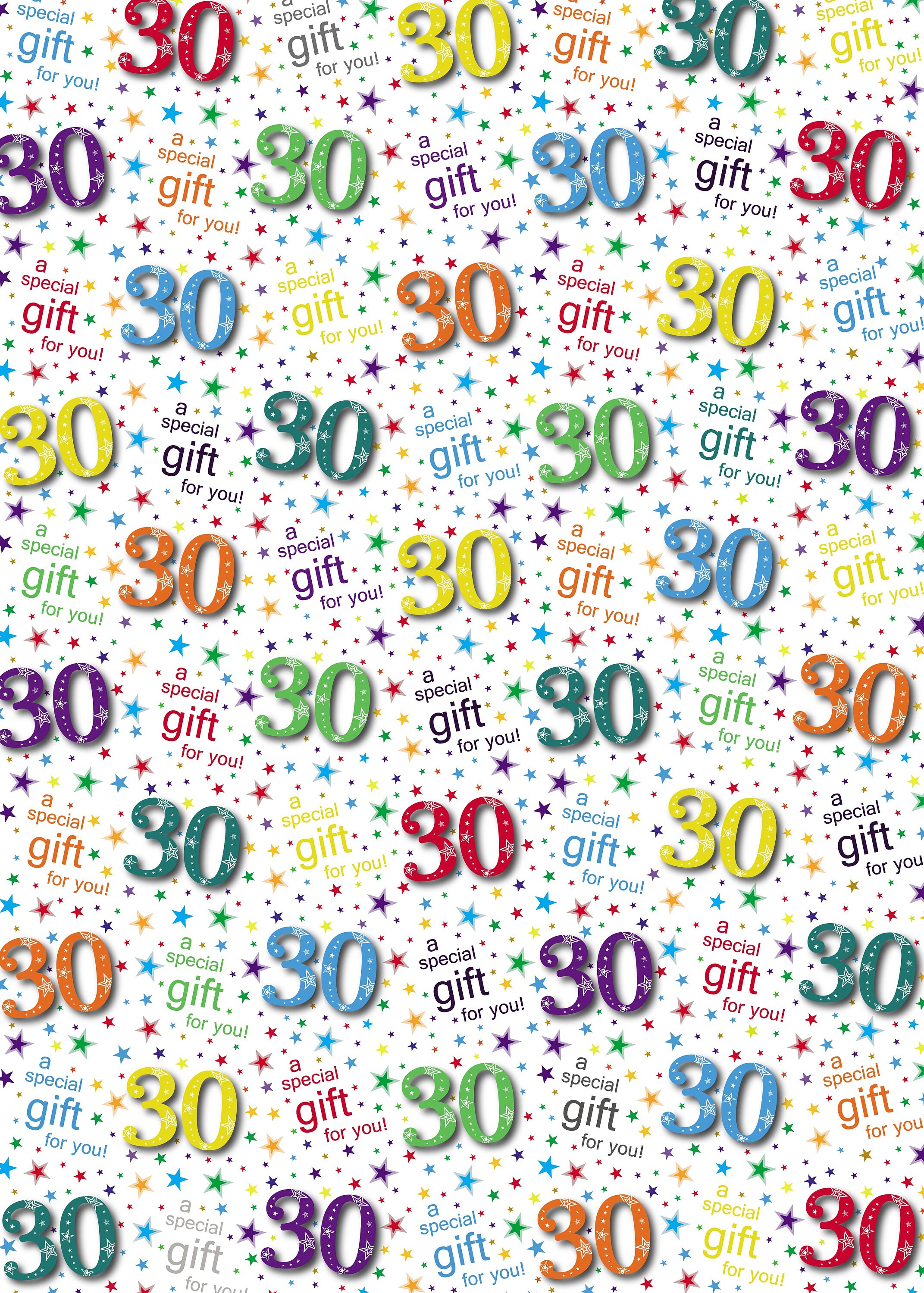 2 Sheets 30th Birthday White Multi Wrapping Paper Age 30 High - Etsy UK
