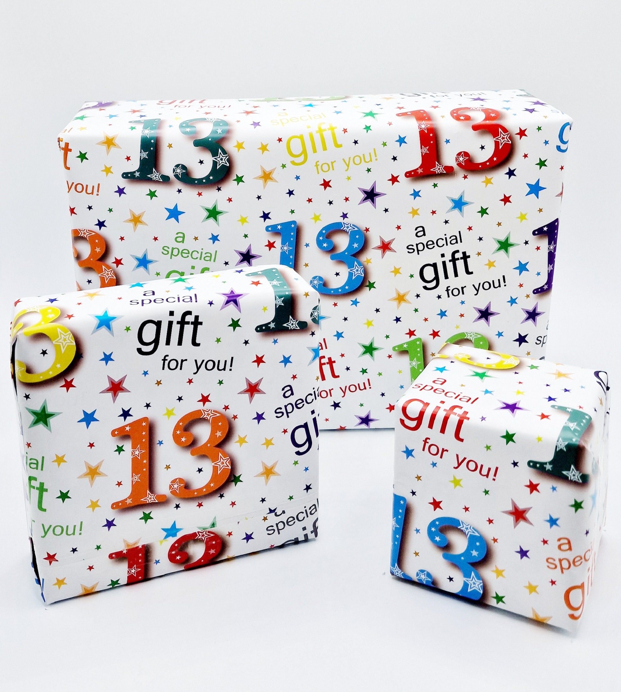 2 Sheets 13th Birthday White Multi Wrapping Paper Age 13 High - Etsy UK
