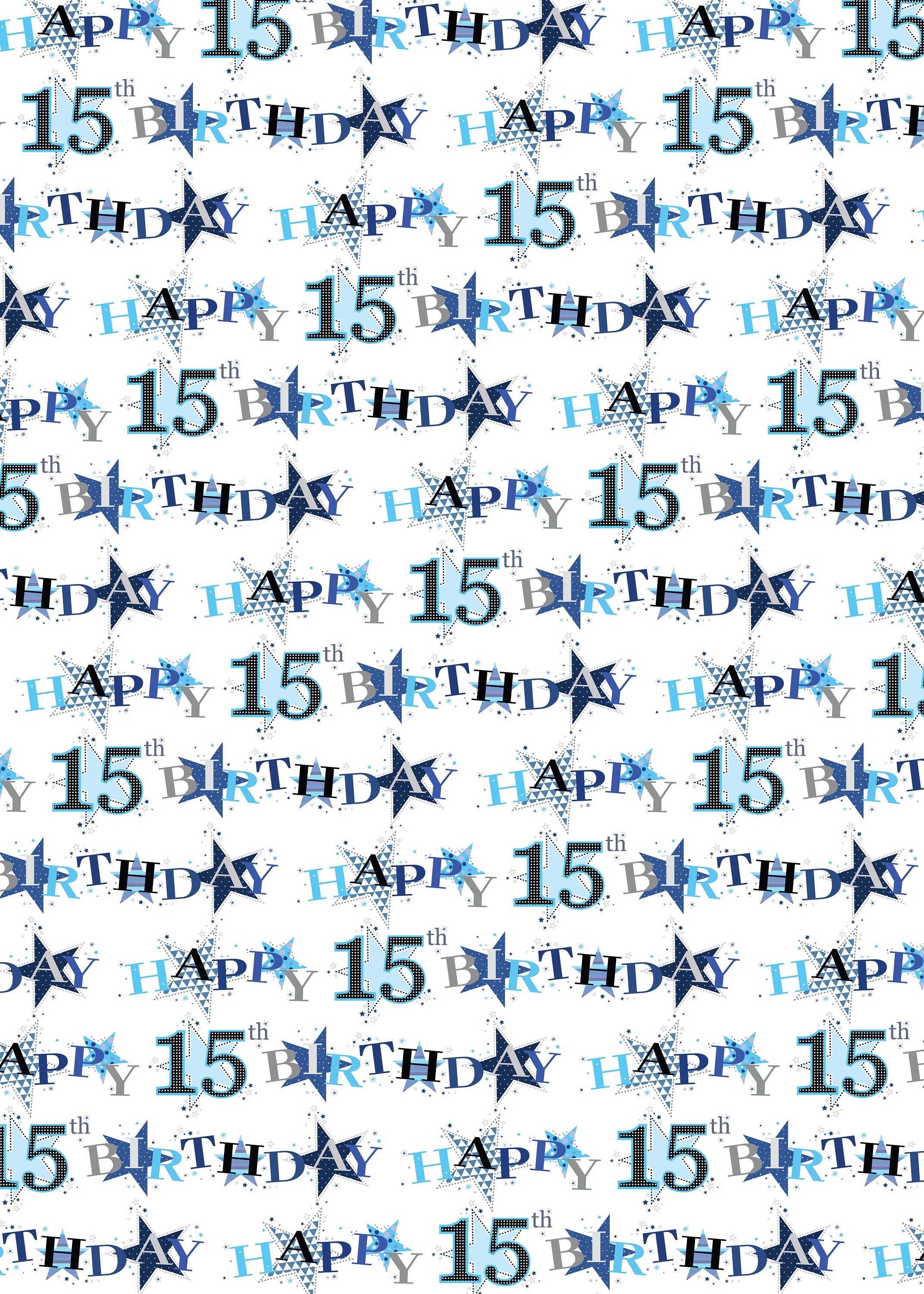 2 Sheets 15th Birthday Boy Star Shape Design Wrapping Paper - Etsy UK