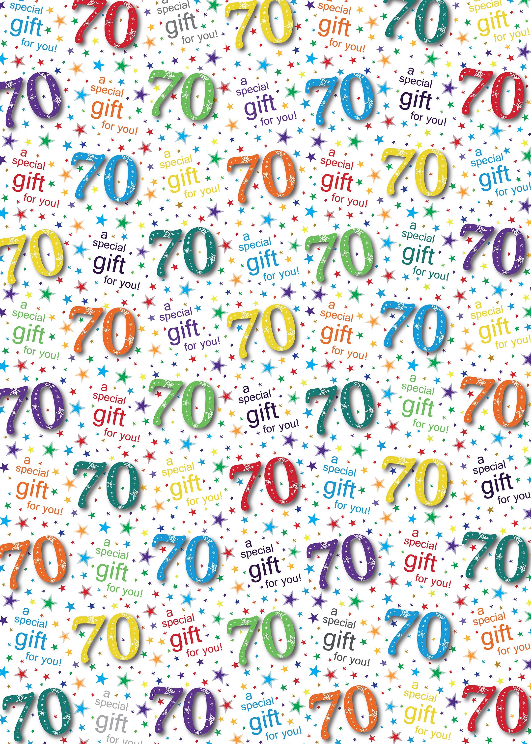 2 Sheets 70th Birthday White Multi Wrapping Paper Age 70 High - Etsy UK