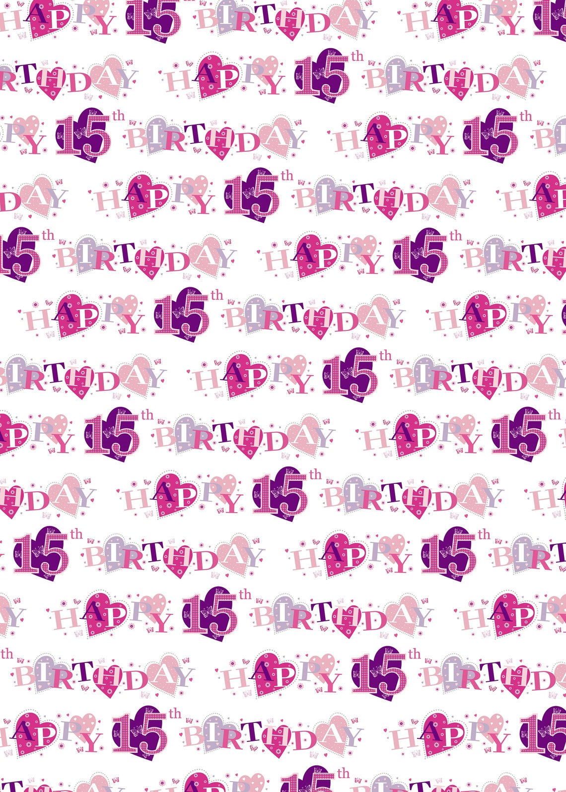 2 Sheets 15th Birthday Girl Heart Shape Design Wrapping Paper - Etsy UK