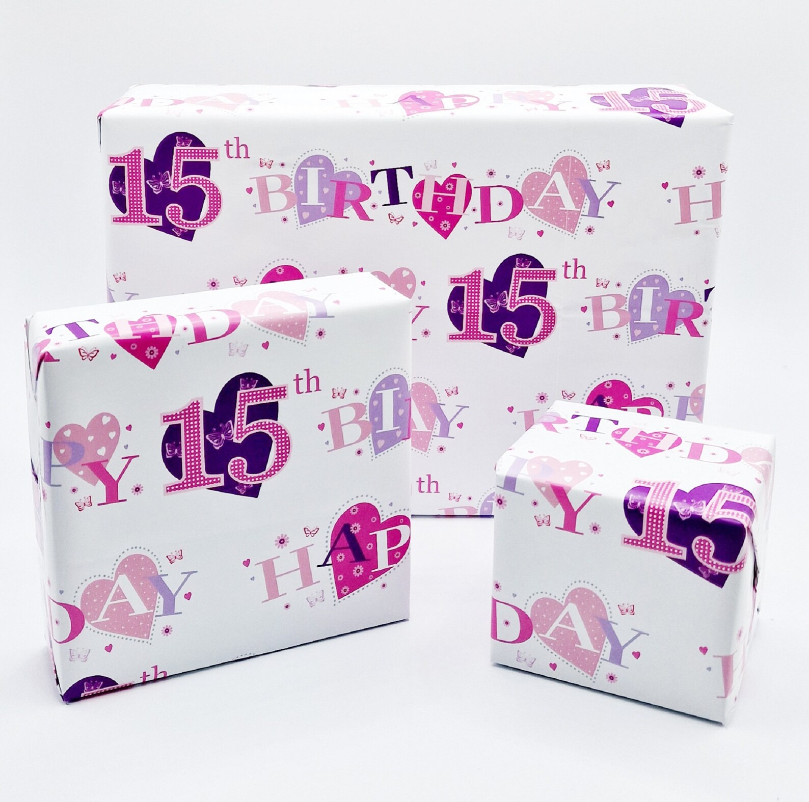 2 Sheets 15th Birthday Girl Heart Shape Design Wrapping Paper - Etsy UK
