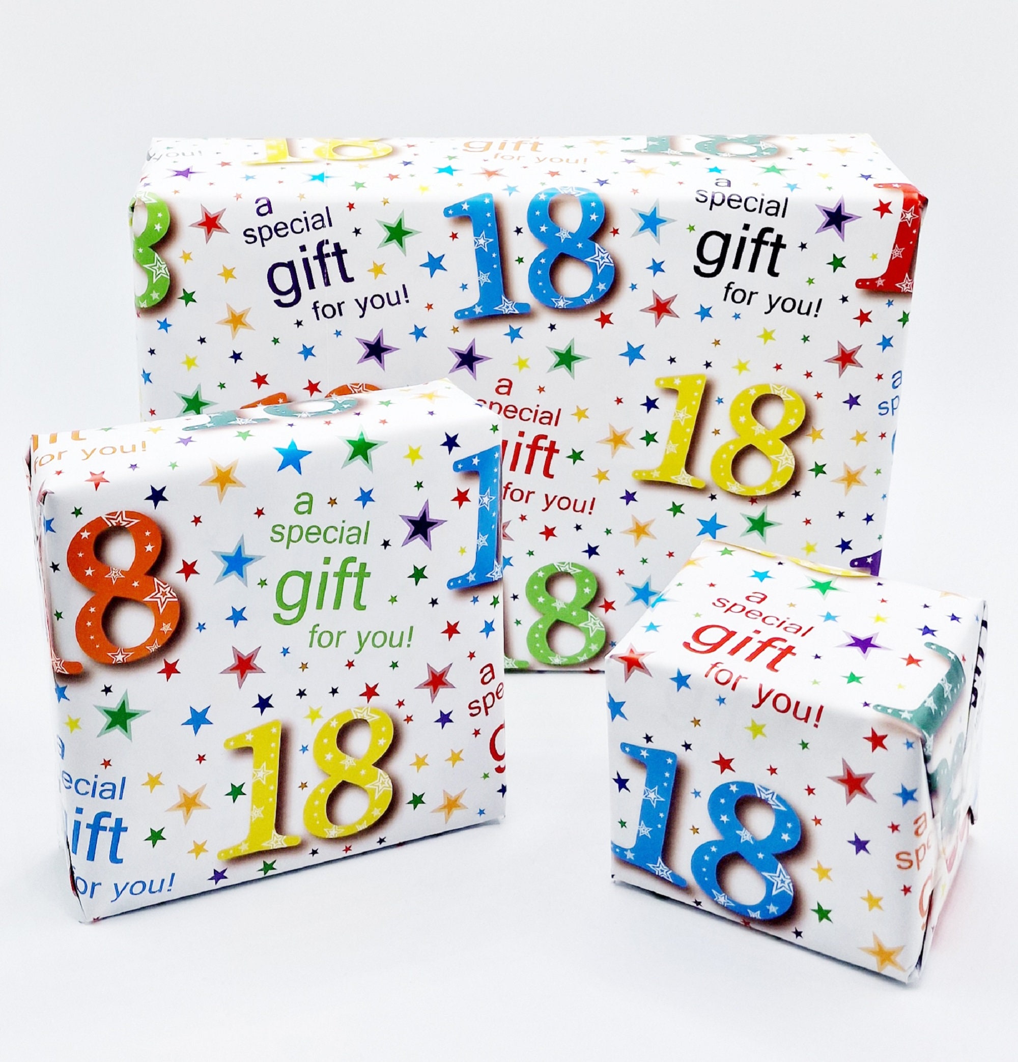 2 Sheets 18th Birthday White Multi Wrapping Paper Age 18 High - Etsy UK
