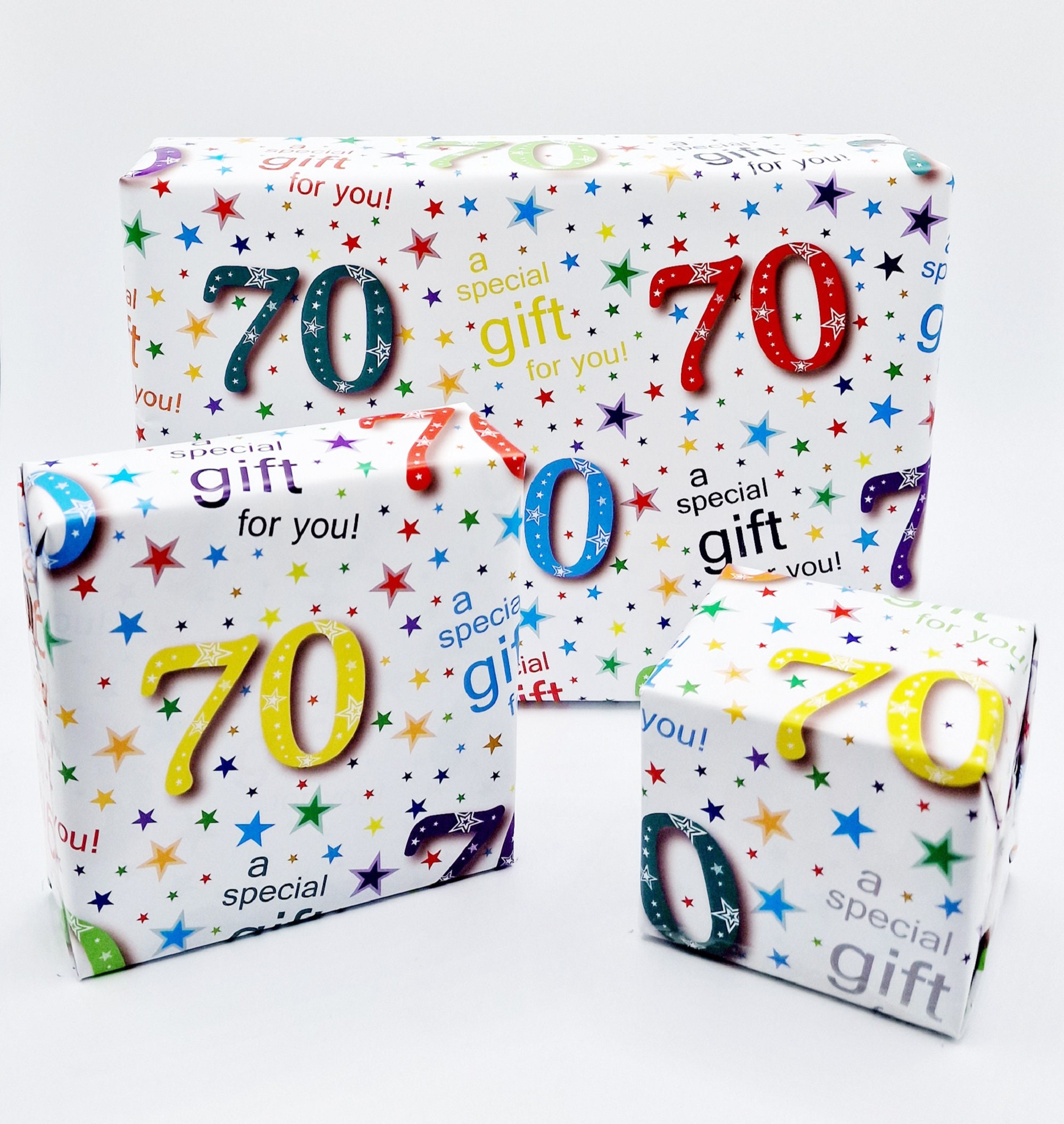 2 Sheets 70th Birthday White Multi Wrapping Paper Age 70 High - Etsy UK