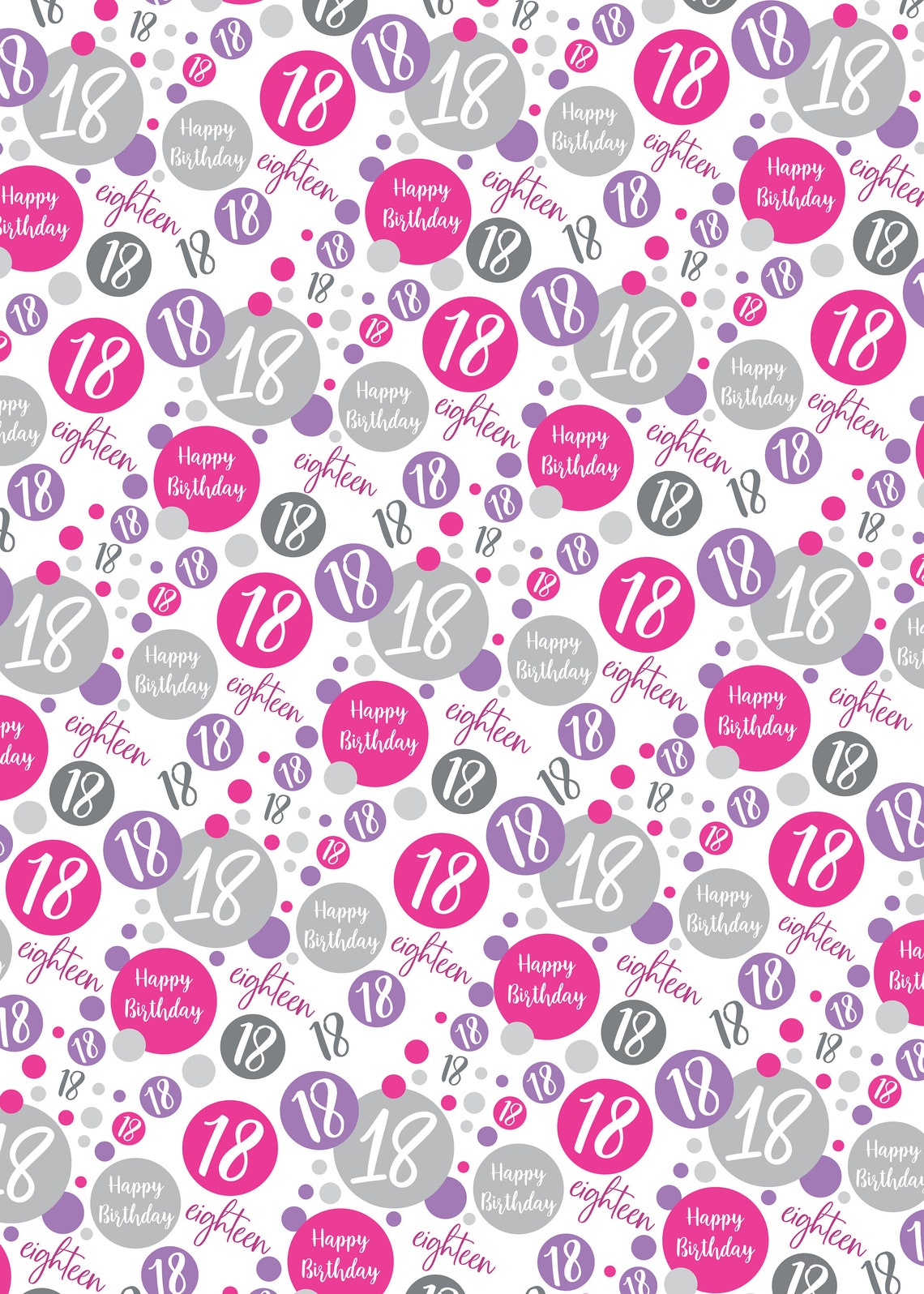 2 Sheets 18th Birthday Wrapping Paper Age 18 Birthday White | Etsy UK