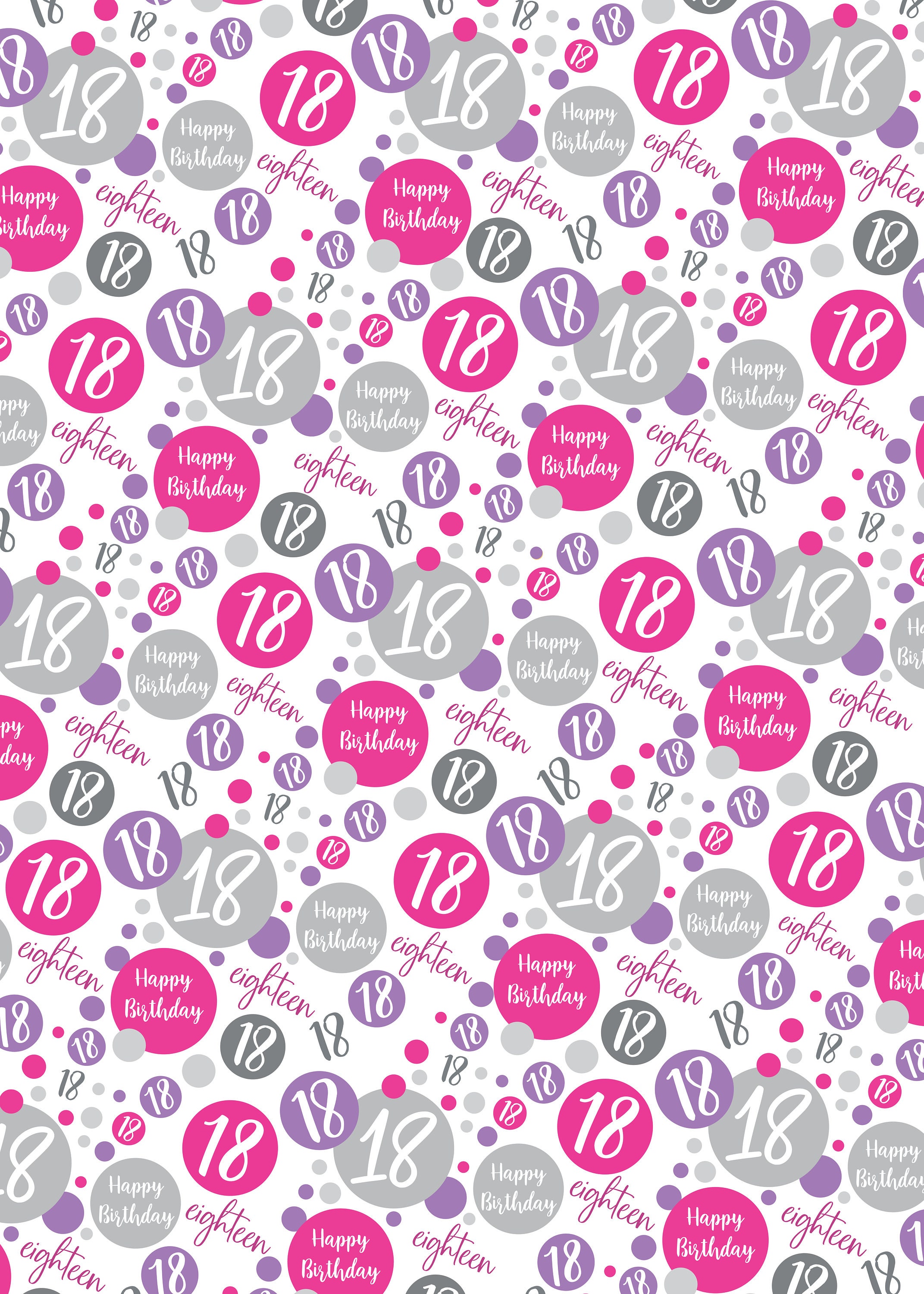 2 Sheets 18th Birthday Wrapping Paper Age 18 Birthday White - Etsy UK