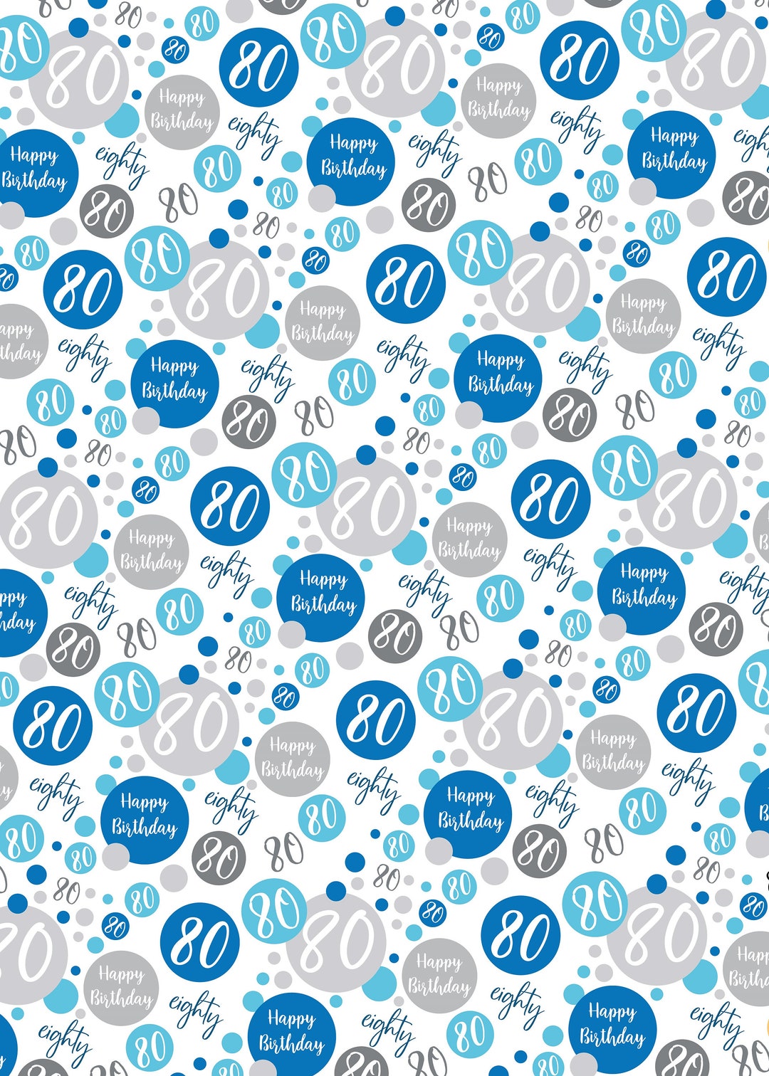 2 Sheets 80th Birthday Wrapping Paper Age 80 Birthday White - Etsy UK