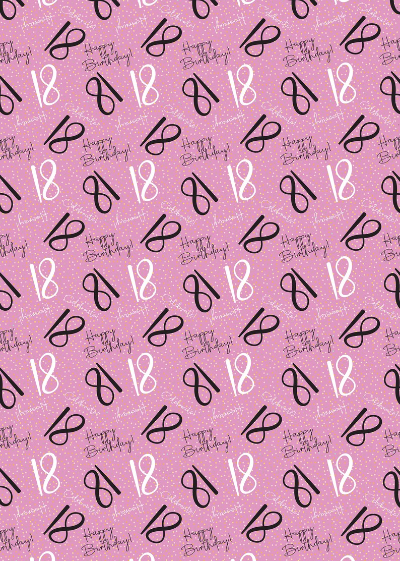 2 Sheets 18th Happy Birthday Celebrate Hooray Pink Female - Etsy