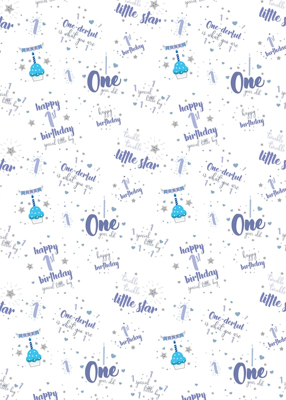 2 Sheets 1st Birthday Boy Wrapping Paper Age 1 Cute Birthday - Etsy