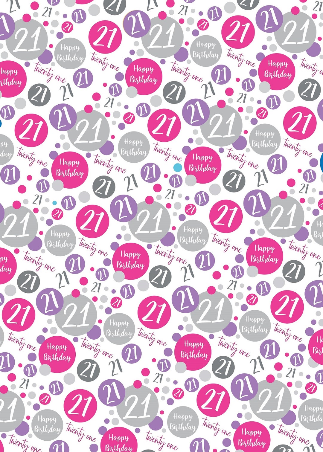2 Sheets 21st Birthday Wrapping Paper Age 21 Birthday White - Etsy UK